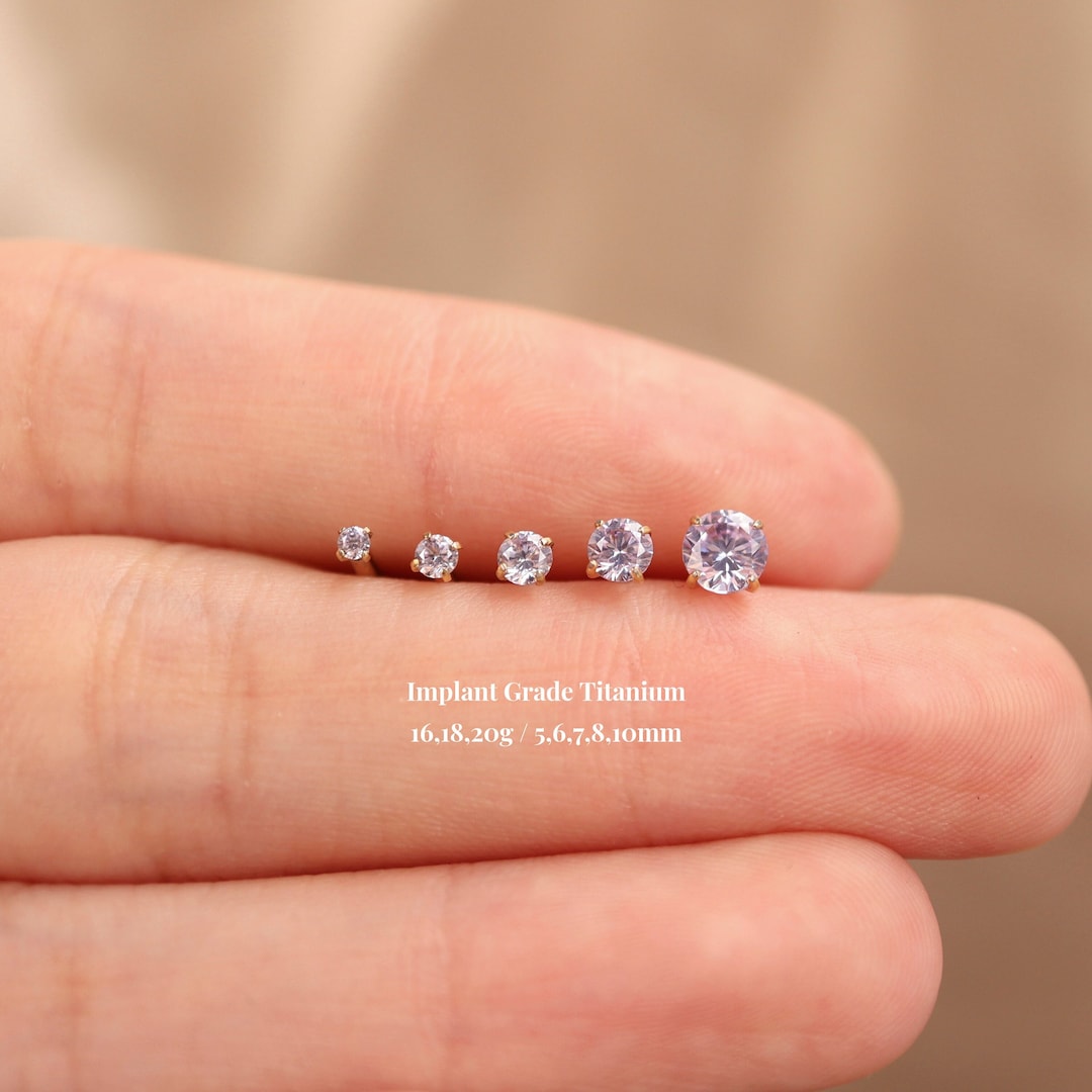 Titanium Alexandrite Lavender Threadless Push Pin Labret Stud, Flat ...