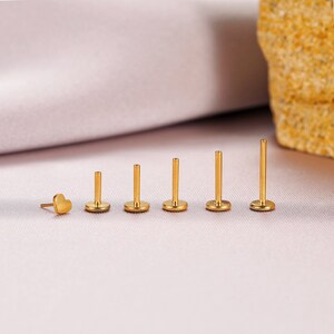 Titanium Heart Threadless Push Pin Labret, Flat Back Earring, Cartilage ...