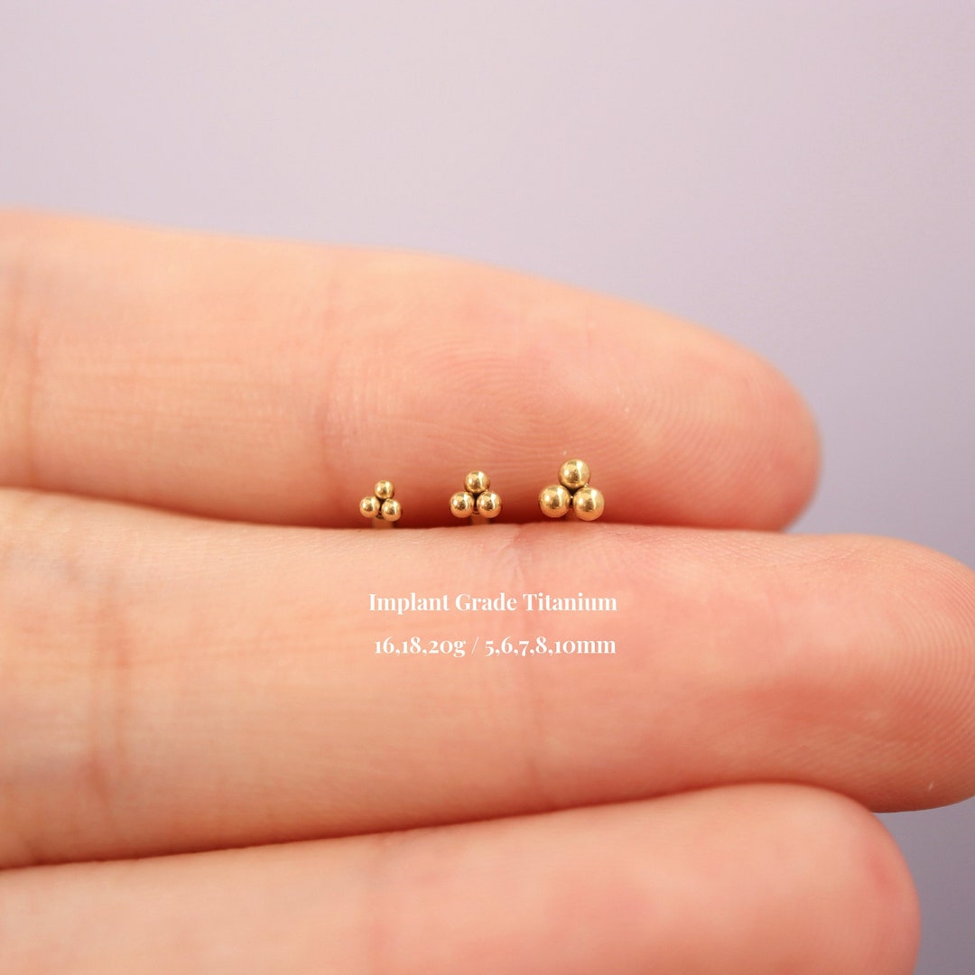 Titanium Trinity Bead Threadless Push Pin Labret, Triangle Flat Back ...