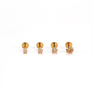Titanium Citrine Cz Threadless Push Pin Labret, Cz Flat Back Earring ...