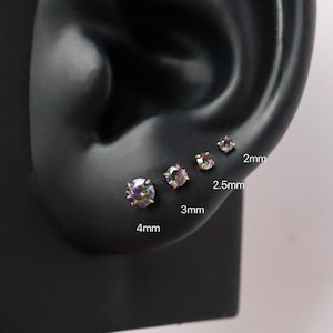 Titanium Cz Threadless Push Pin Labret, VM Cz Flat Back Earrings ...