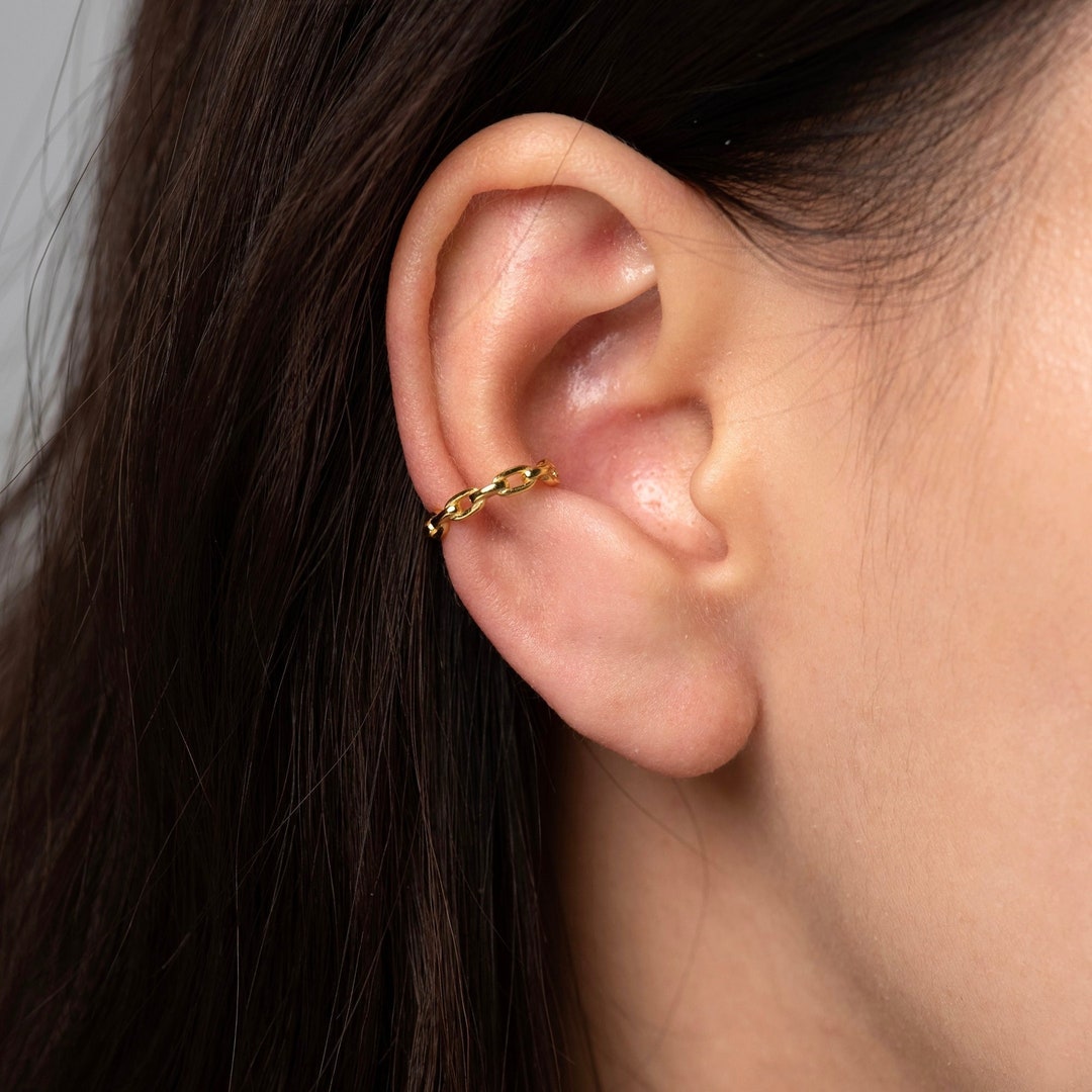 Gold Chain Ear Cuff, Ear Cuff No Piercing,dainty Ear Cuff, Fake Helix ...
