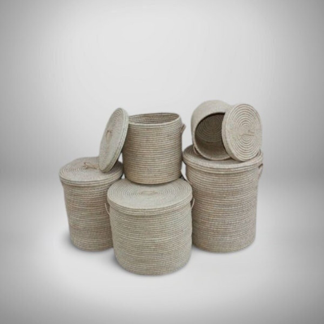 Storage Chest 5 Sizes Woven RAFFIA Trunk Trash Bin With - Etsy