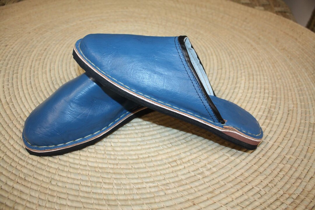 Slippers WITH SOLES Made From Recycled TIRES ! Blue Leather - Ultra ...
