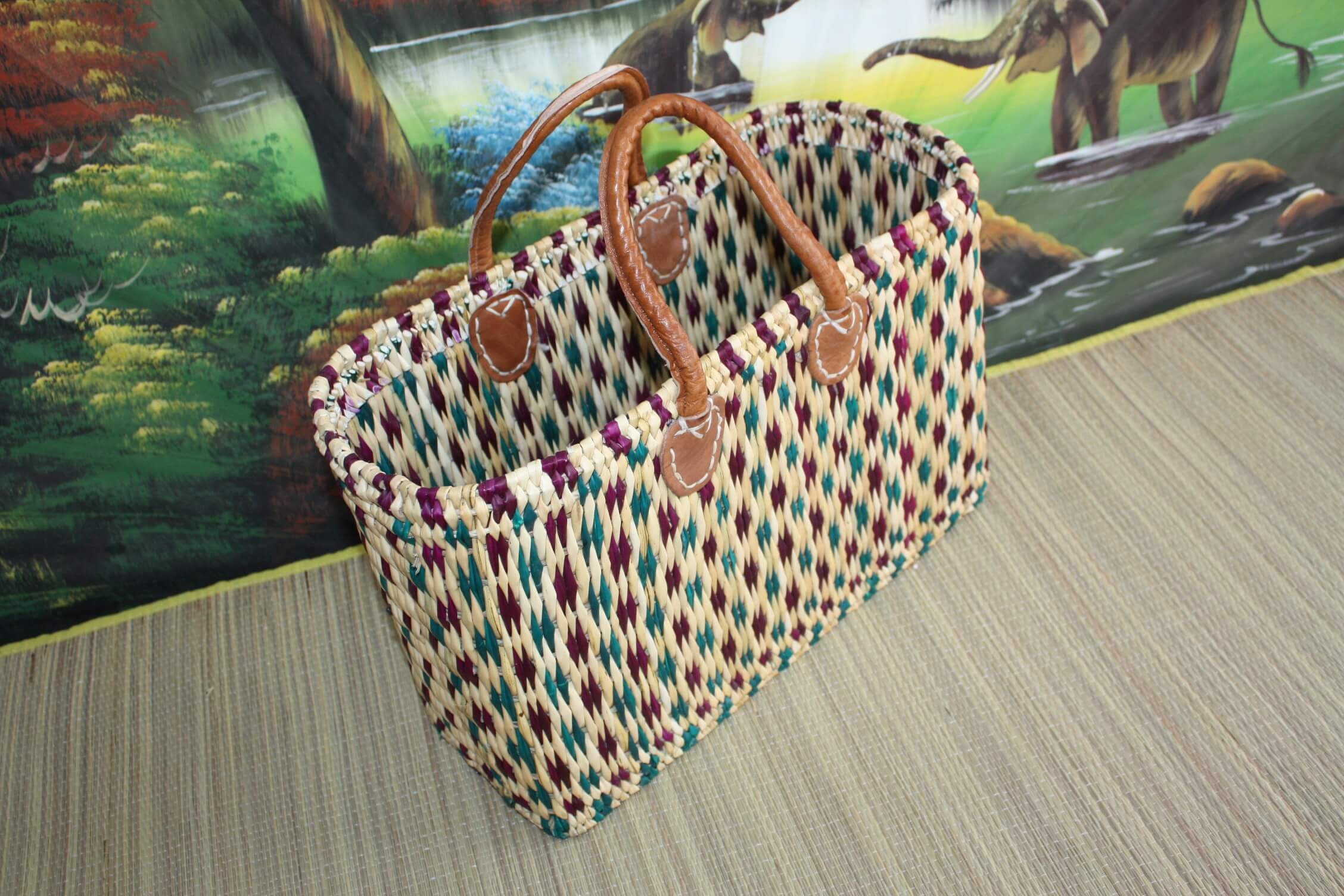 Hand Woven Rush Shopping Basket Tote Bag Market Rattan Bag - Etsy