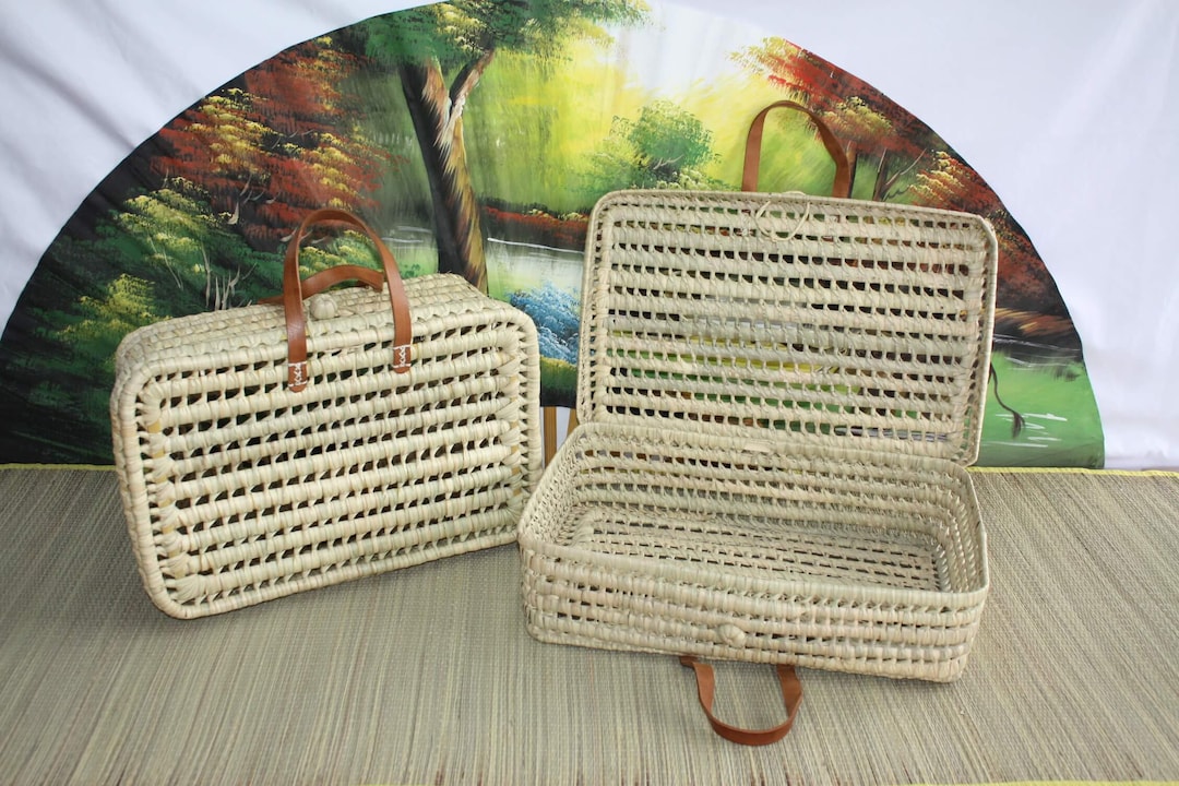 Suitcase Anses Leather - Braided by Hand - Briefcase Child Birth Baby ...