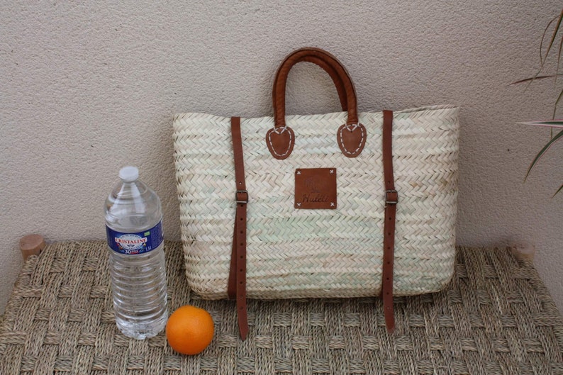 Basket Backpack - Hand Braided - Straw Rattan Raffia Palm Tree Leather ...