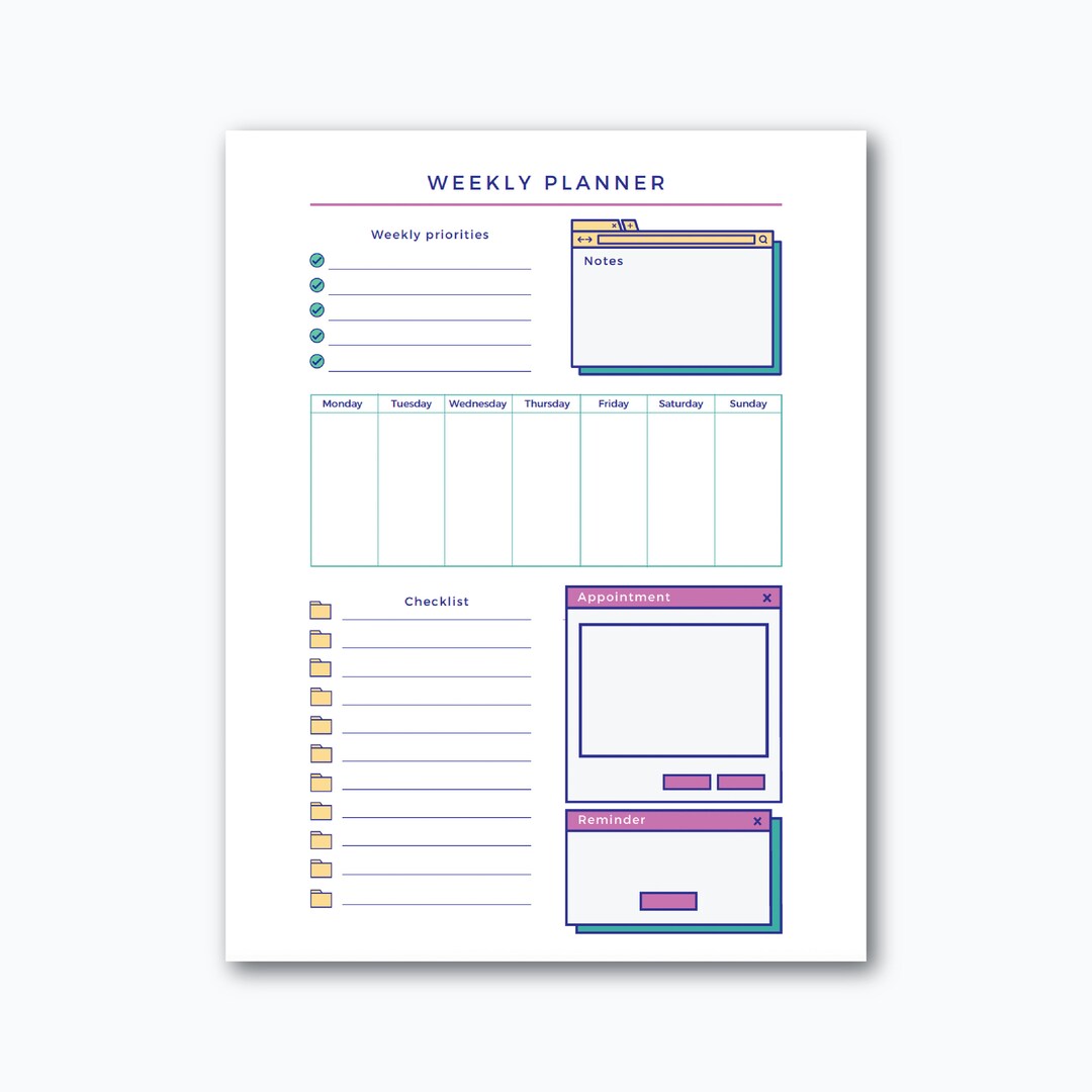 2023 Weekly Planner Digital Y2k Print Now - Etsy