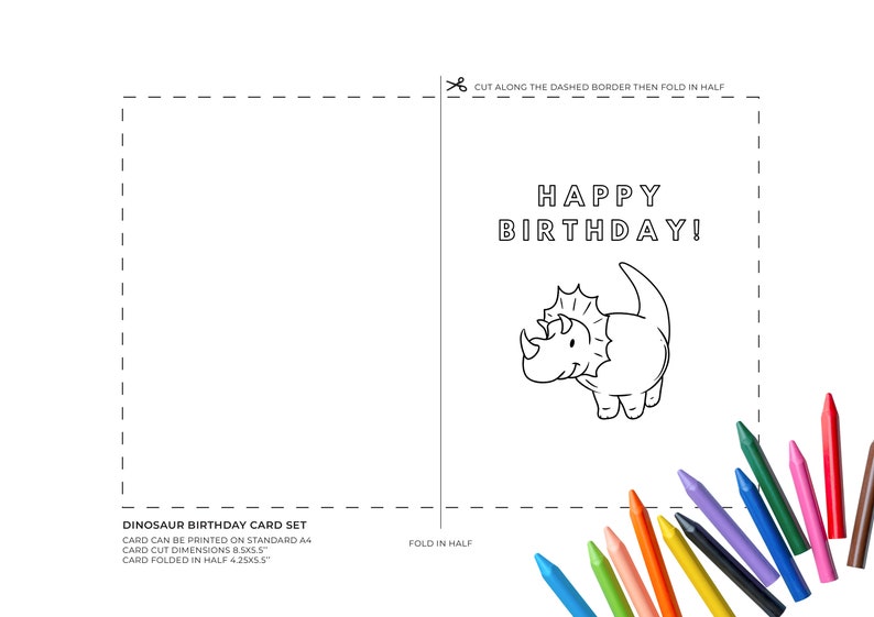 PRINTABLE Happy Birthday Colouring Cards, 6 Birthday Cards for Kids ...