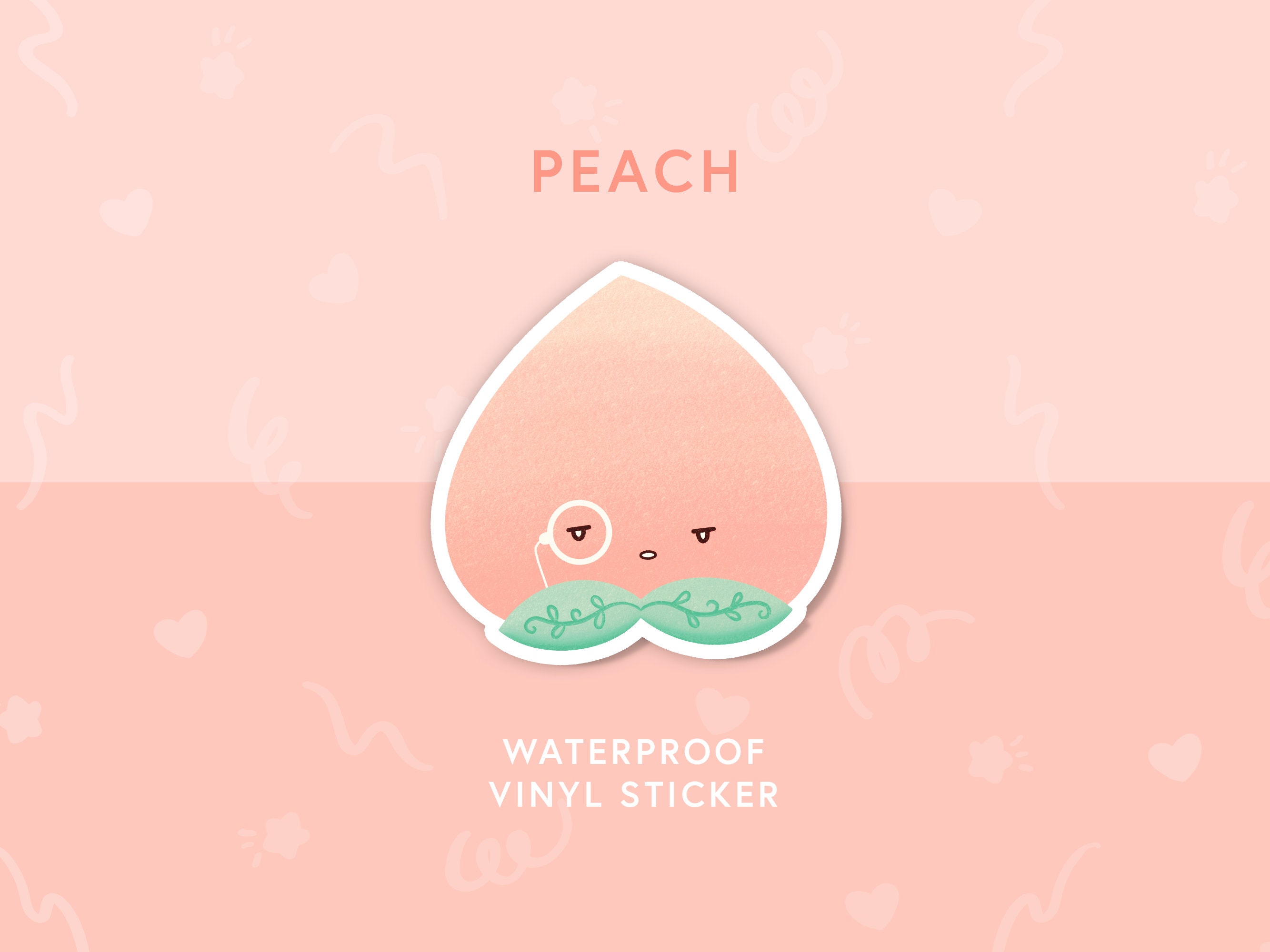 Peach Sticker for Ipad, Cute Fruit Sticker, Handmade Vinyl Sticker ...