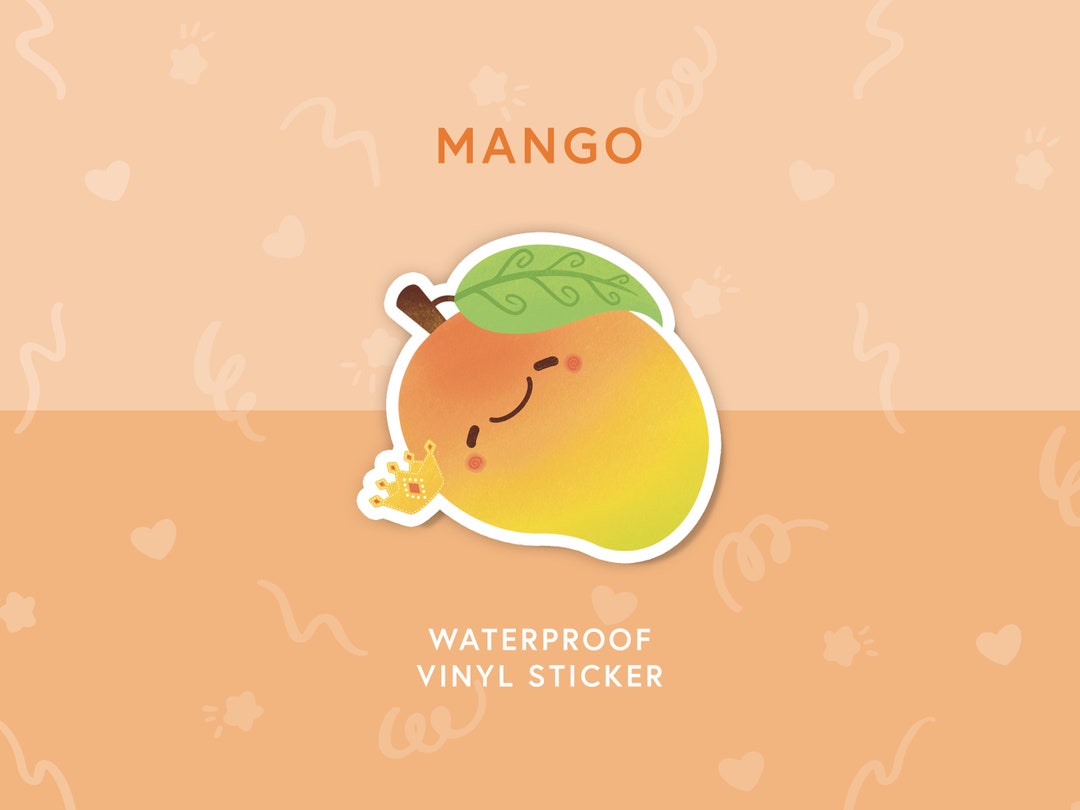 Mango Sticker Crown, Aesthetic Kawaii Fruit Sticker Waterproof ...