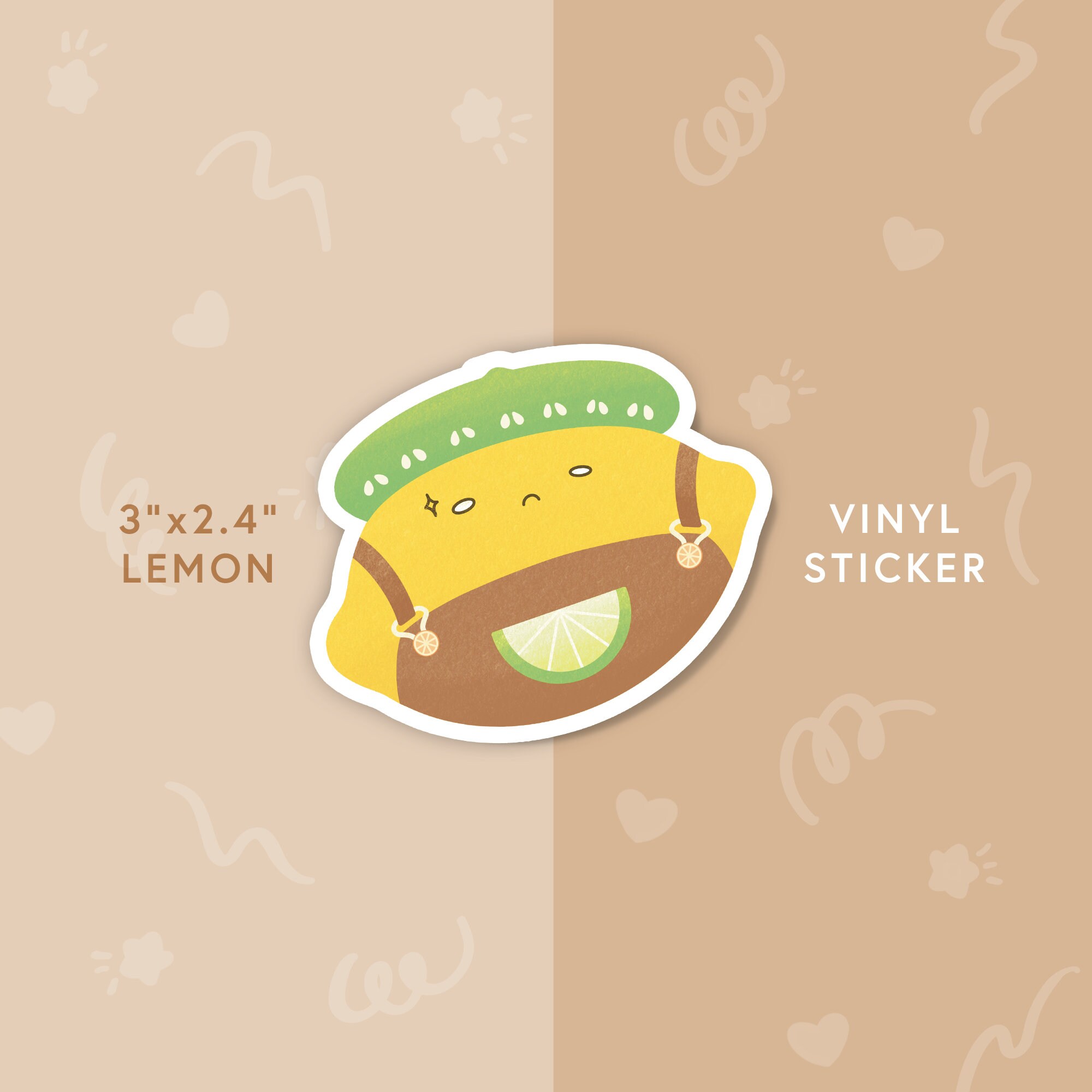 Cute Lemon Sticker Die Cut Kawaii Fruit Sticker Waterproof - Etsy UK