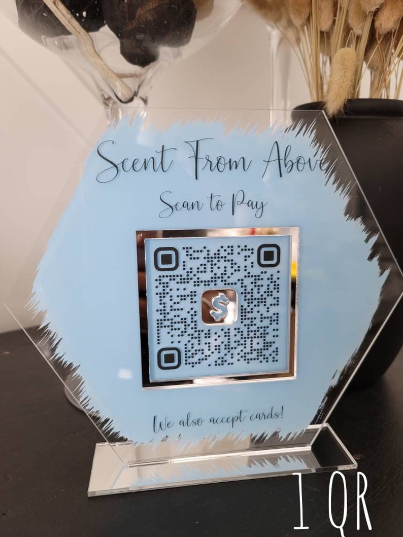 Custom Hexagon Acrylic QR Sign / Scan to Pay Sign - Etsy
