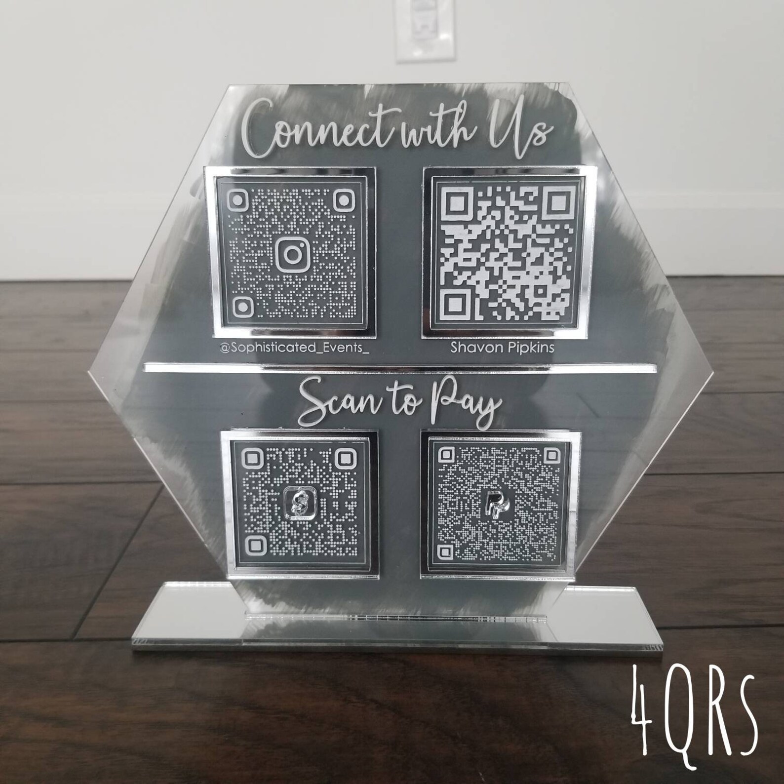 Custom Hexagon Acrylic QR Sign / Scan to Pay Sign - Etsy