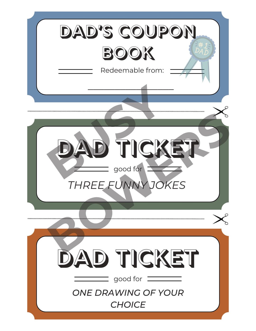 Printable Father’s Day Coupon Book From Kids | Instant Download | Dad ...