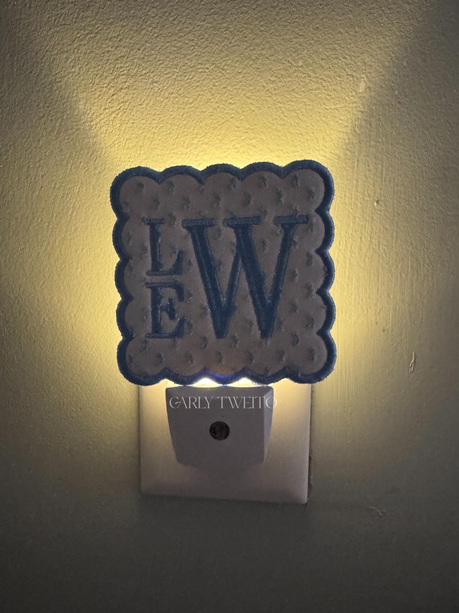 Custom Embroidered Night Light With Interchangeable Shade, Monogrammed ...