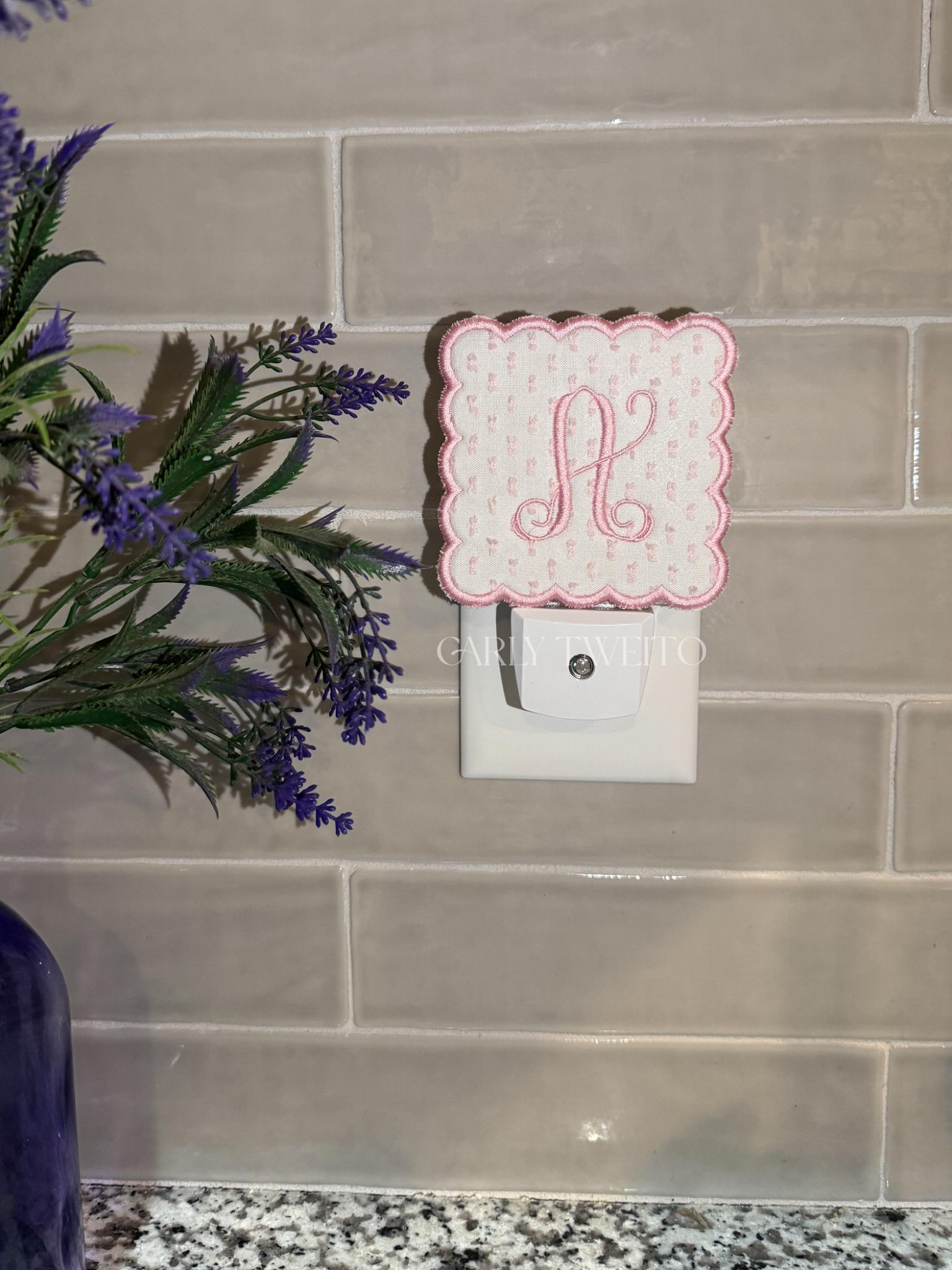 Custom Embroidered Night Light With Interchangeable Shade, Monogrammed ...
