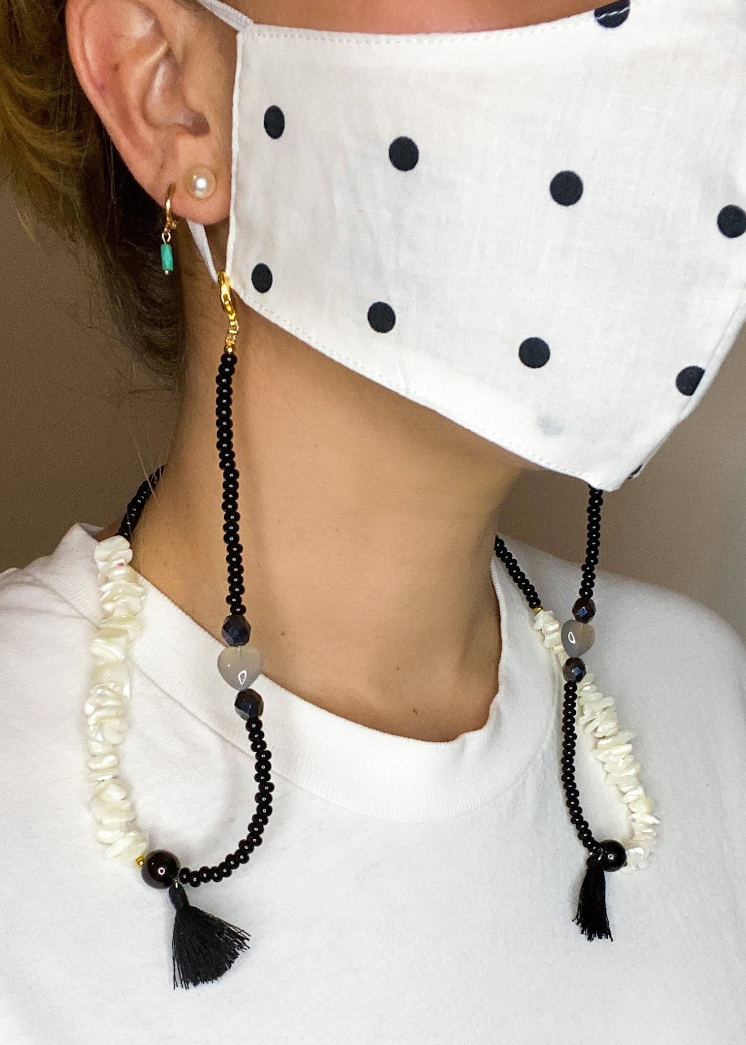 Protector de boca hecho a mano y collar de gafas cuentas | Etsy