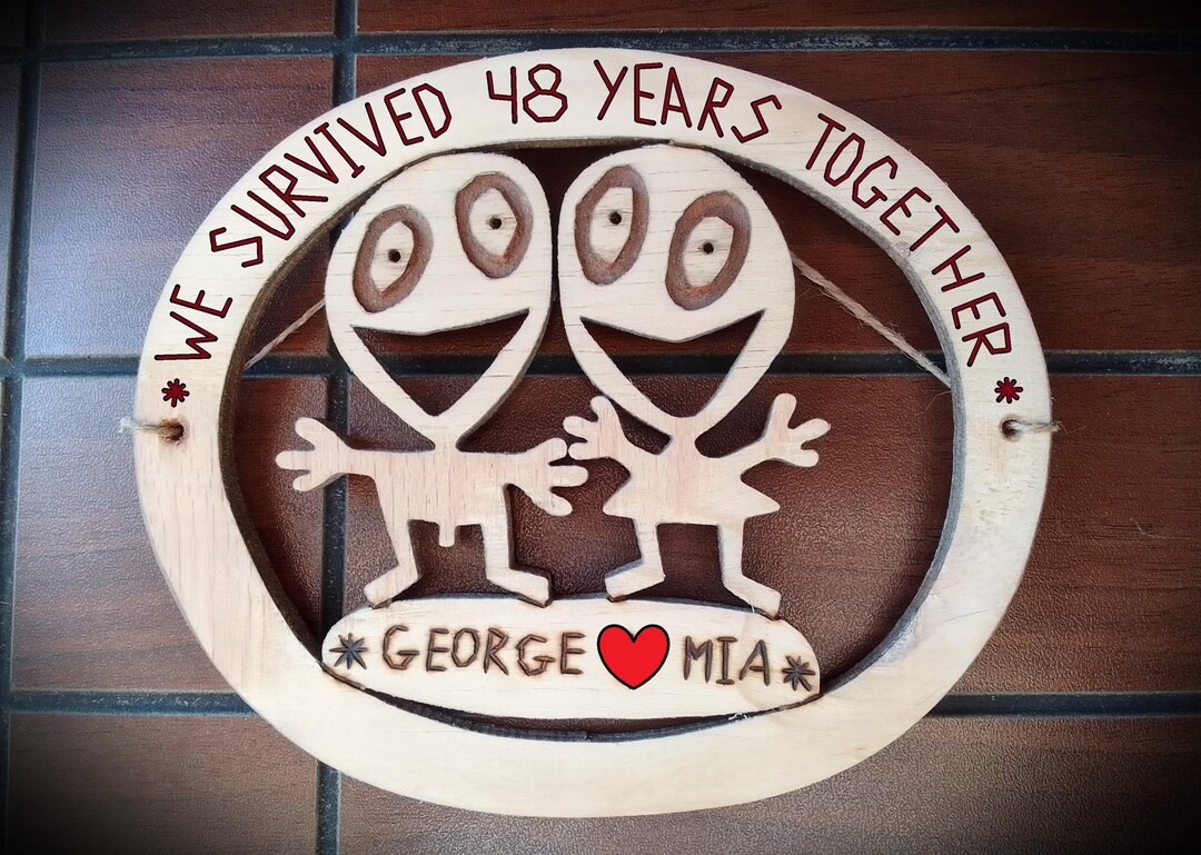 Personalized 48th Wedding Anniversary Wood Sign: Funny 48 Year Couple ...