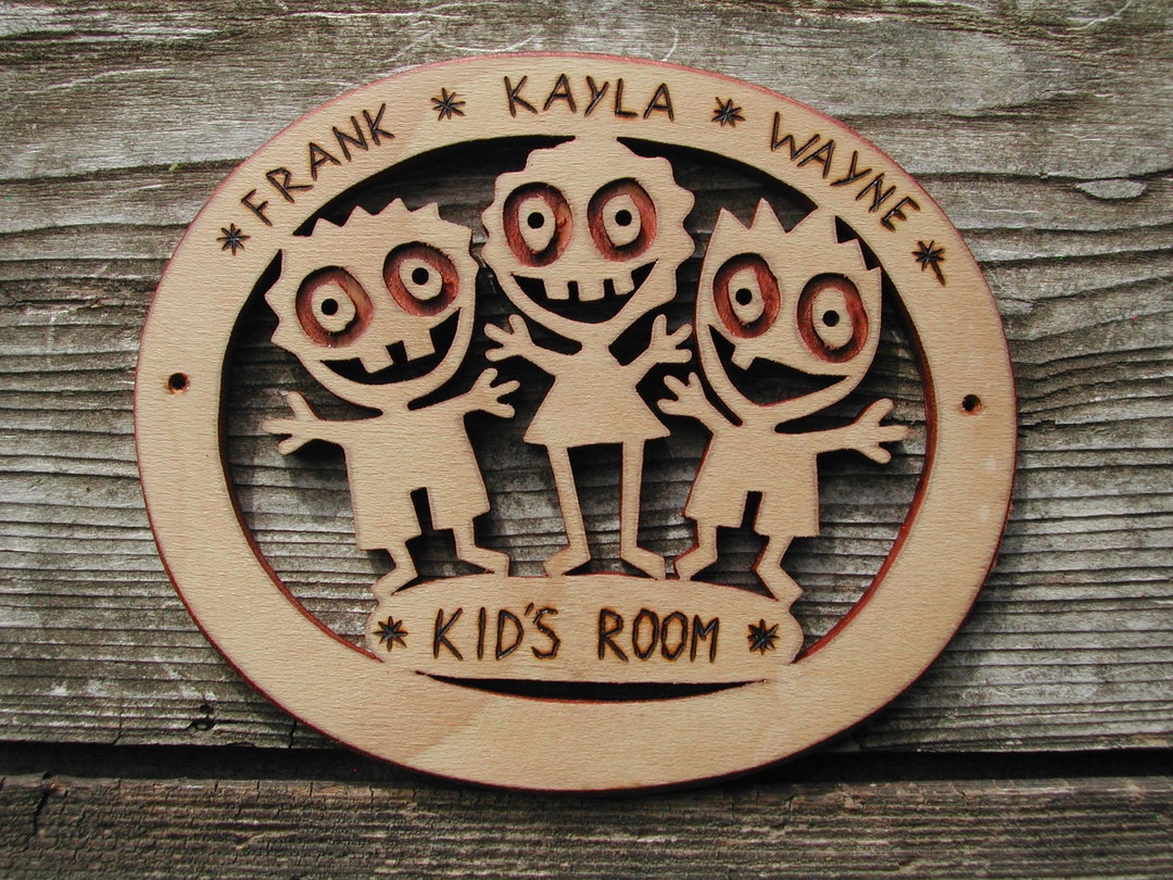 Kids Room Sign Names, Wooden Kids Room Door Sign, Funny Kids Room Door ...