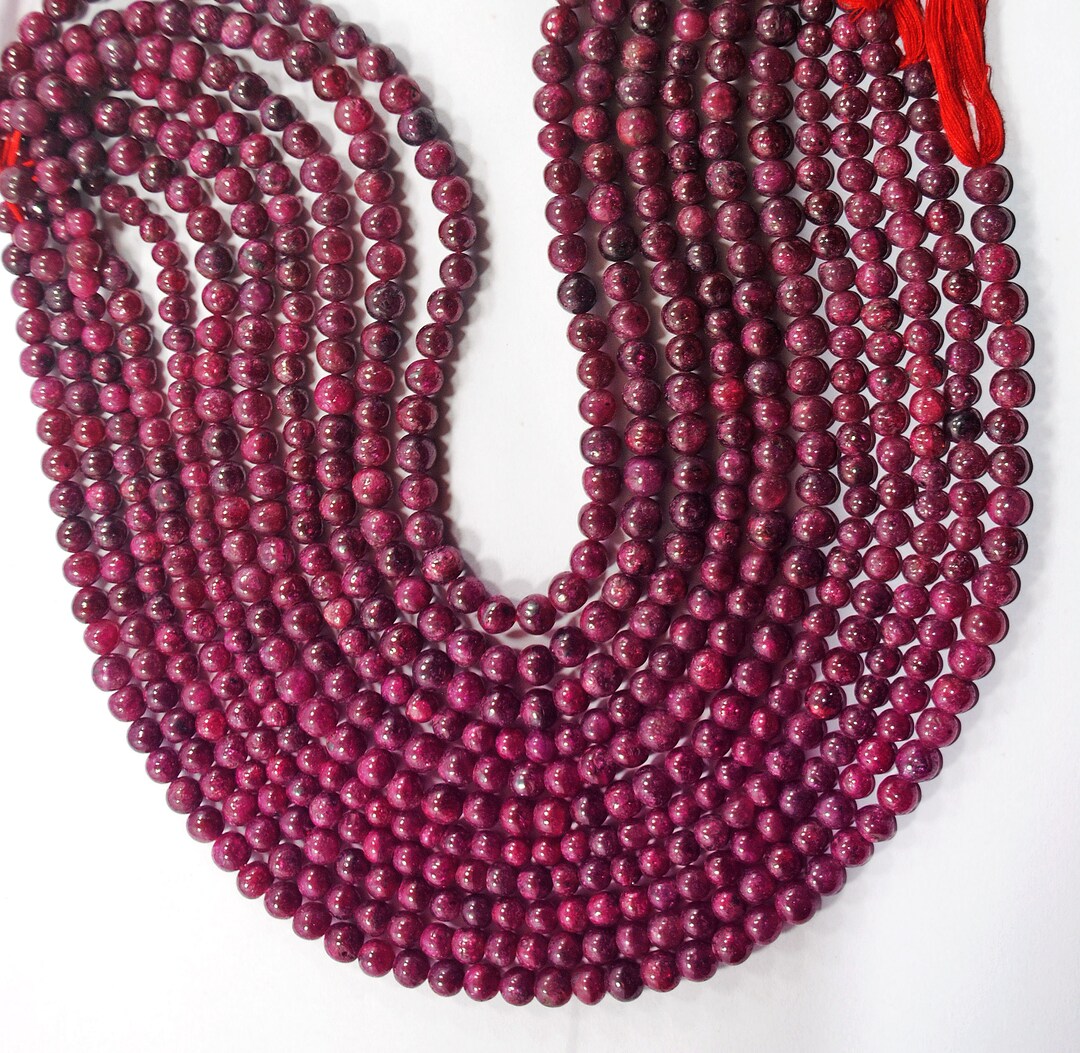 AAA Natural Ruby, Gemstone Beads, Ruby Jewelry Beads, 5-6 MM Round ...