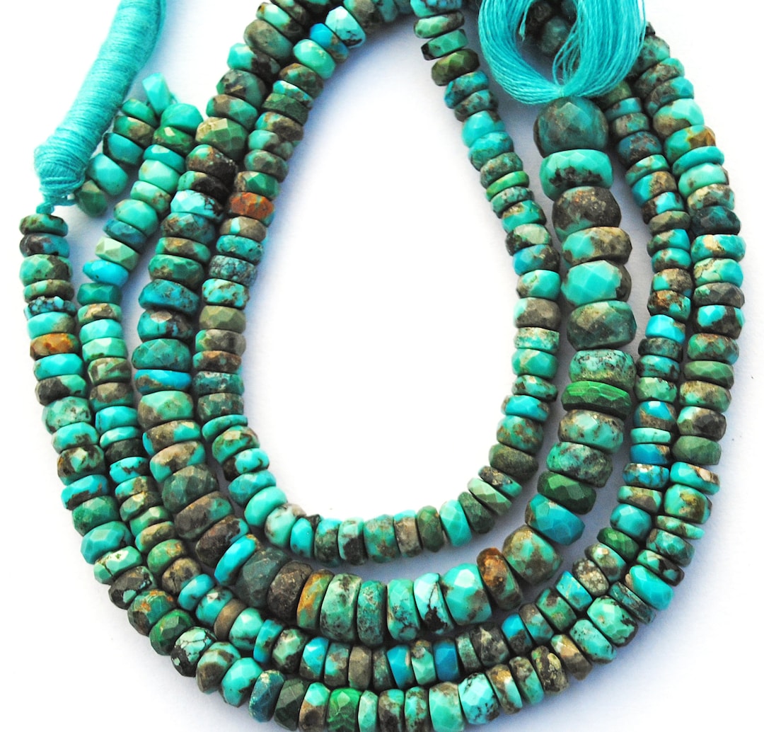Faceted African Turquoise Beads: AAA Roundel Gemstone Strand, 5-7mm - Etsy