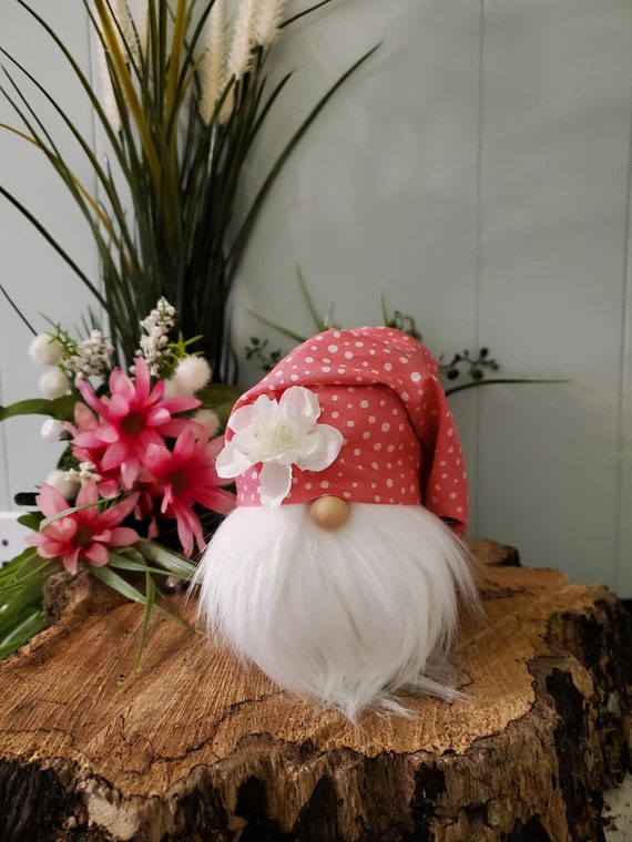 Pink Polka Dot Gnome Pink Gnome Spring Gnome Flower Gnome | Etsy
