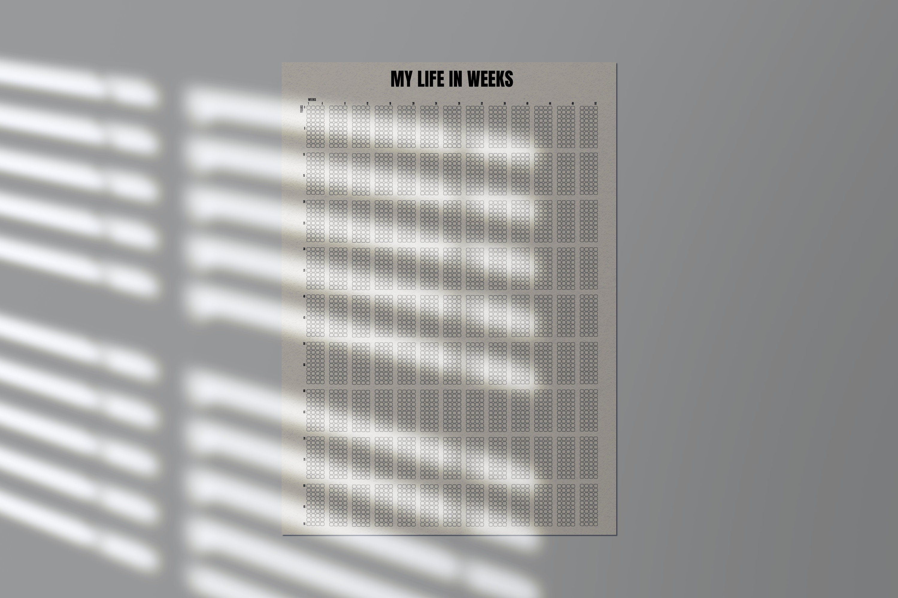 My Life in Weeks Poster ,stoic Life Calendar ,A Weekly Life Poster ...