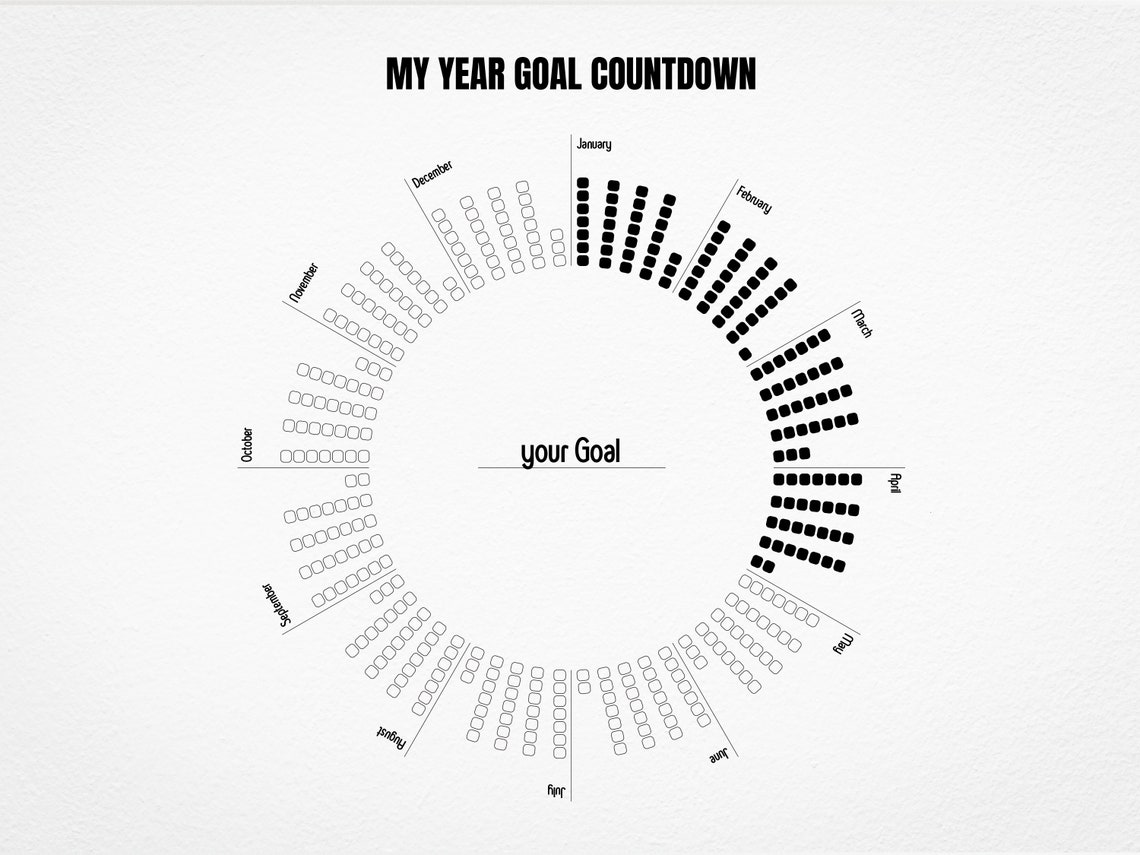 My Year Goal Countdown ,1 Year Goal Chart Get in Shape, Habit Tracker ...