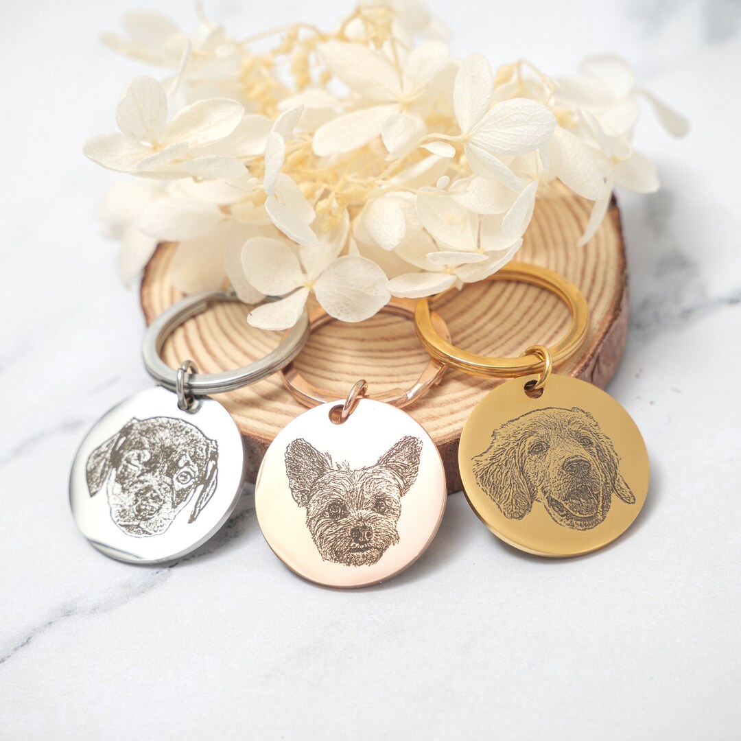 Custom Dog Portrait Keychain • Dog Picture Keychain • Round Dog ...