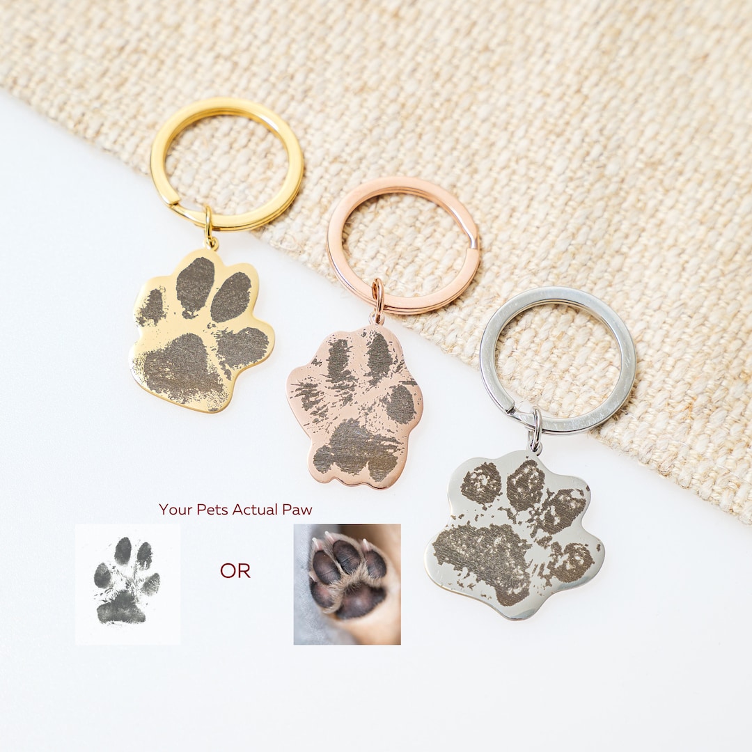 Real Pet Paw Keychain • Dog Paw Keychain • Personalized Paw Keychain ...