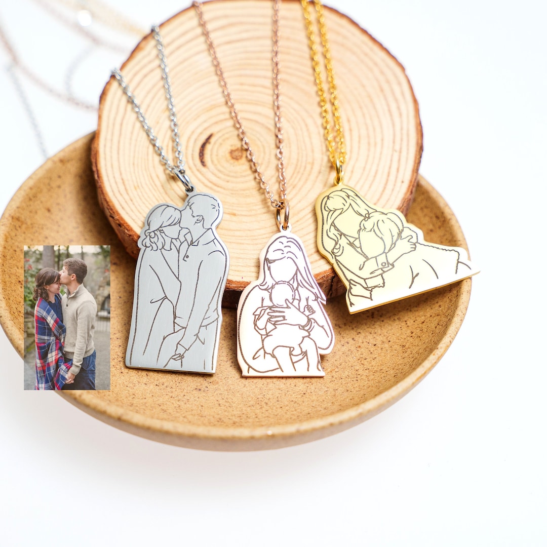 Real Picture Line Art Necklace • Your Photo Necklace • Custom Line Art ...