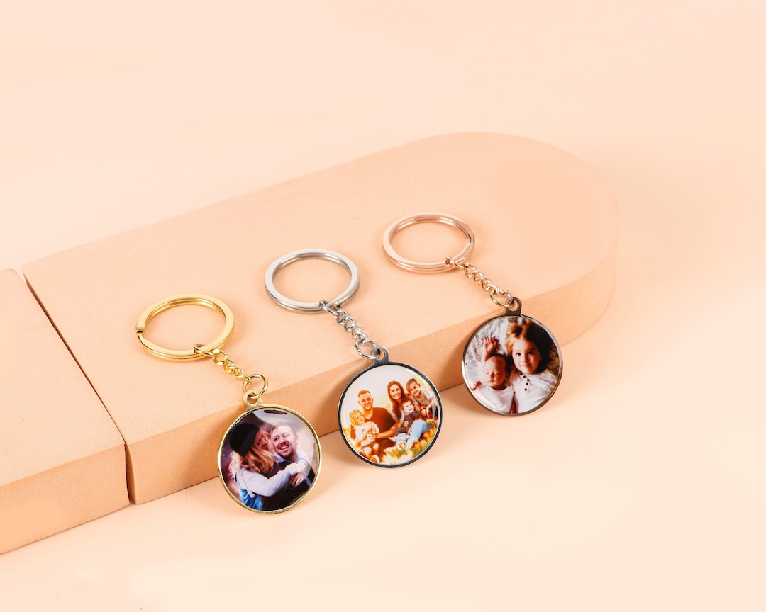 Real Picture Keychain With Color in Gold, Silver, Rose Gold • Custom ...