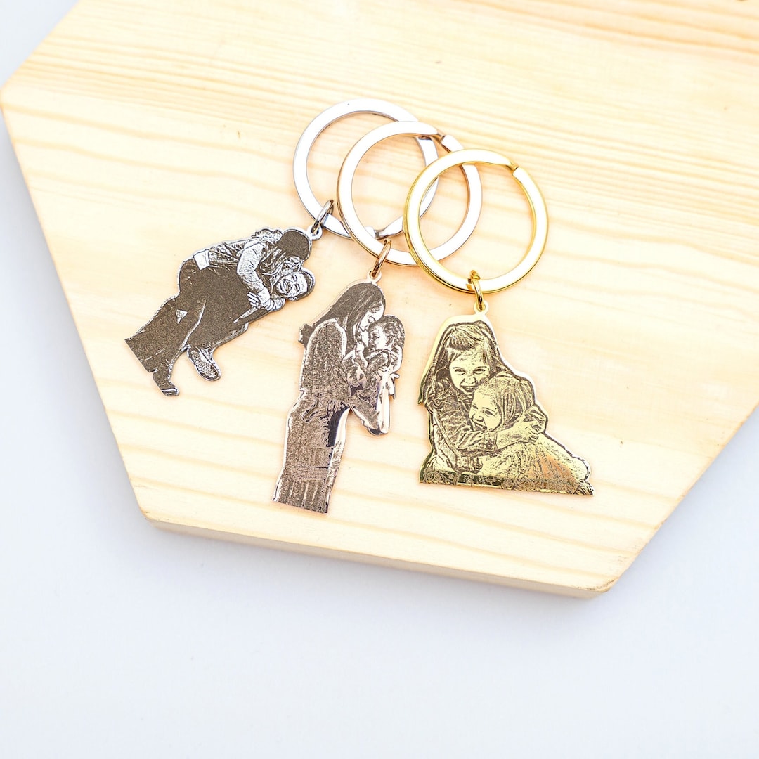 Real Picture Keychain in Gold, Silver, Rose Gold • Portrait ...