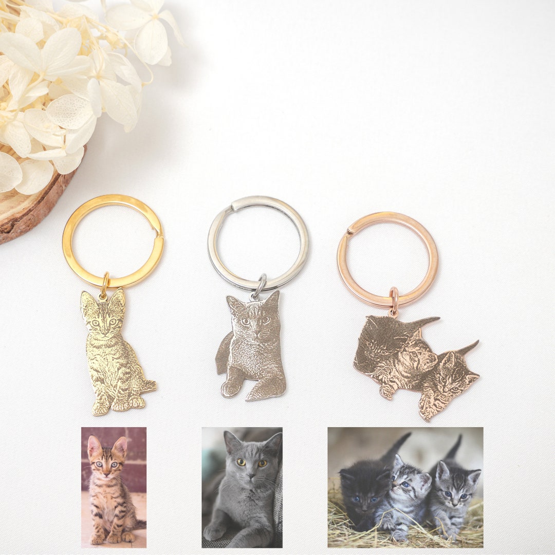 Your Cat Photo Keychain • Picture Keychain • Actual Cat Keychain ...