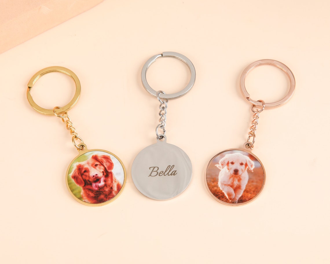 Your Pet Photo Round Keychain in Color • Picture Keychain • Actual Pet ...