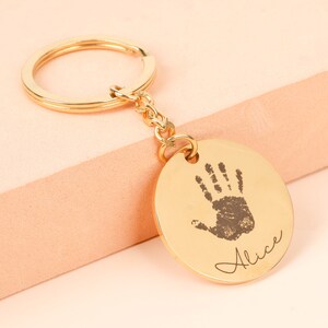 Handprint Footprint Keychain With Name • Hand Print Picture Keychain ...