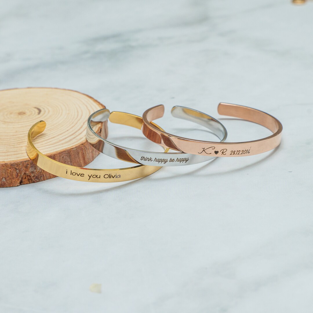 Custom Cuff Bracelet • Personalized Cuff Bracelet • Engraving Cuff ...