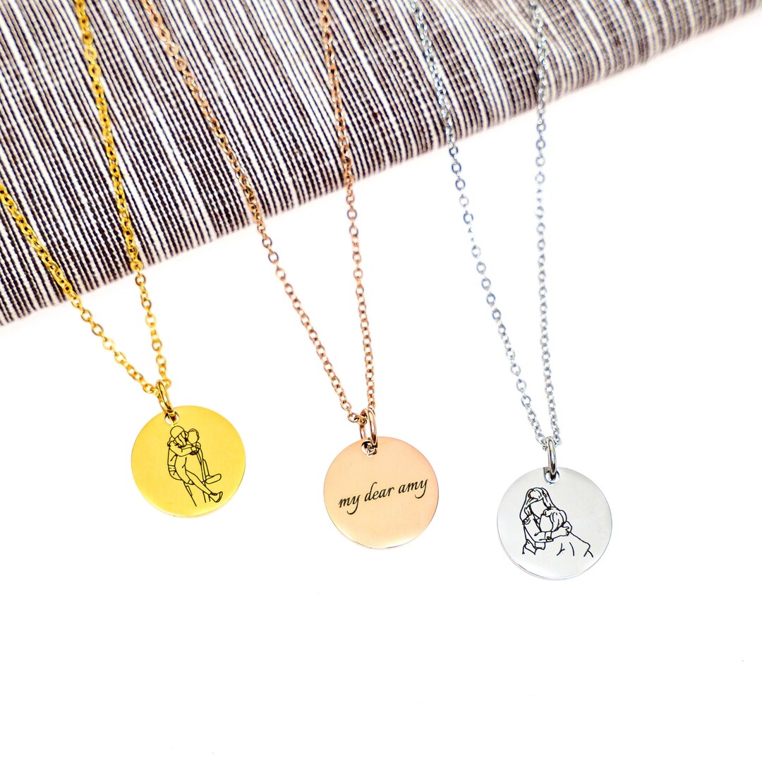 Line Art Picture Necklace • Custom Line Art Portrait • Personalized ...
