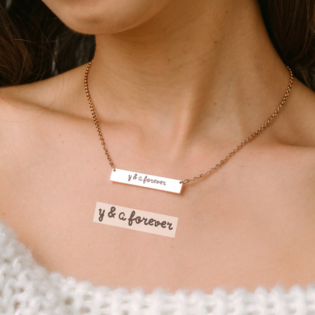 Handwriting Bar Necklace • Personalized Bar • Handwriting Bar Necklace ...