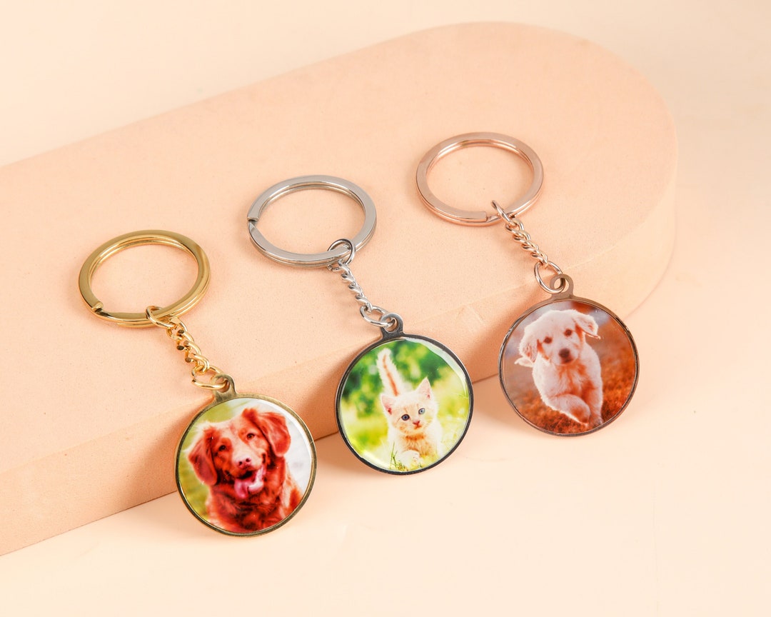 Your Pet Photo Round Keychain in Color • Picture Keychain • Actual Pet ...