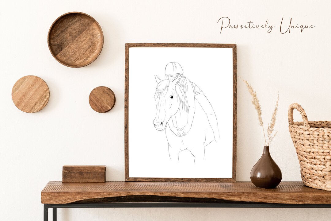 Custom Horse Portrait | Digital Line Drawing of Your Own Horse or Pony ...
