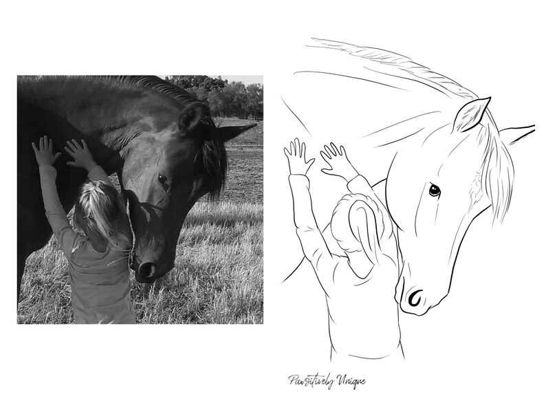 Custom Horse Portrait Digital line drawing of your own horse | Etsy