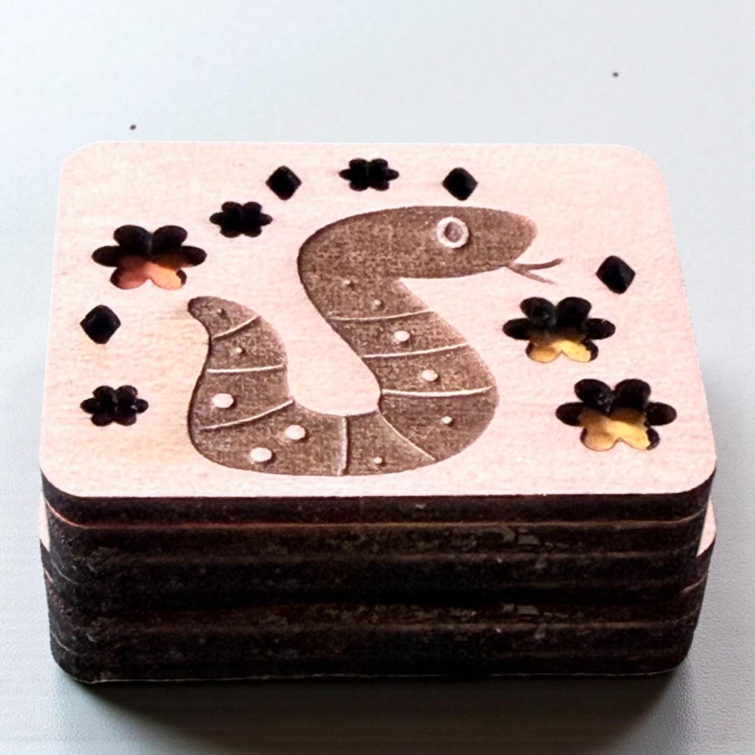 Snake - Handcrafted Custom Engraved Wooden Mahjong Tiles - Etsy