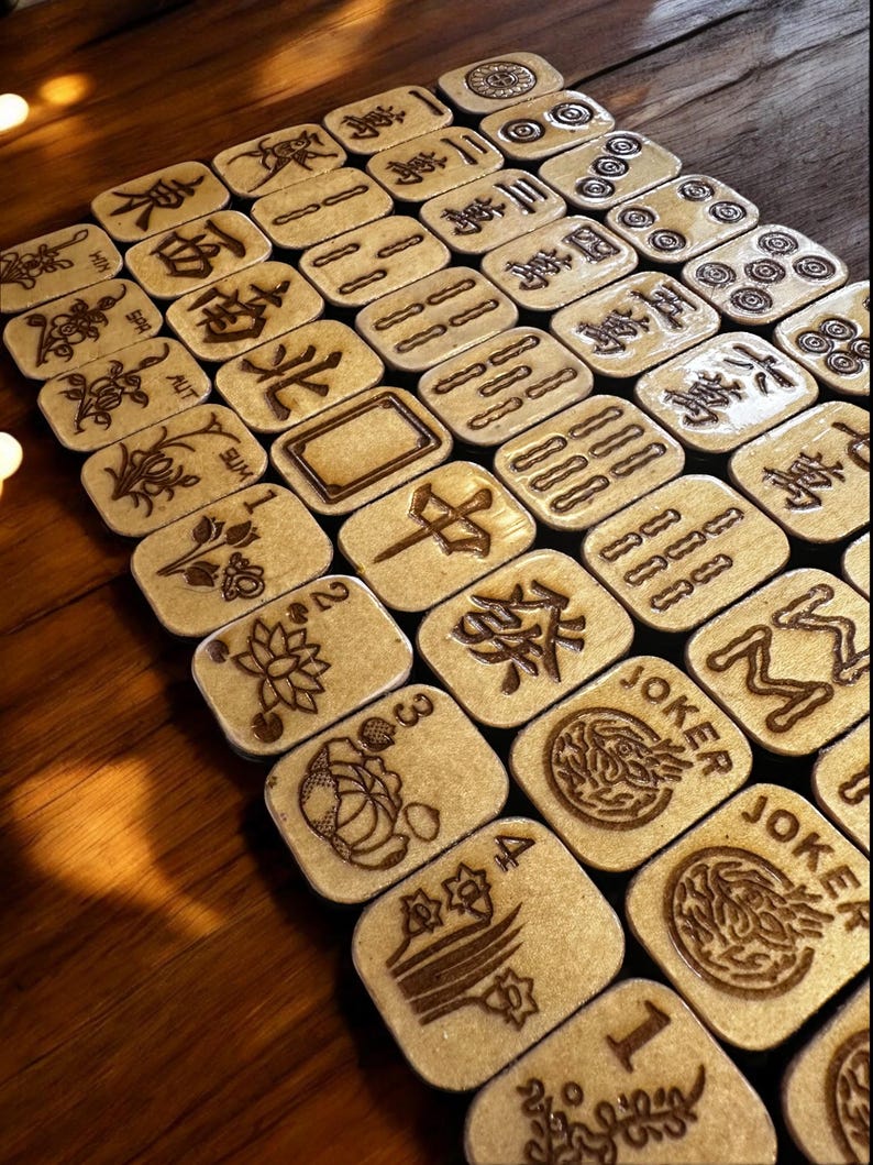 Shrimp Sushi Handcrafted Custom Engraved Wooden Mahjong Tiles Etsy