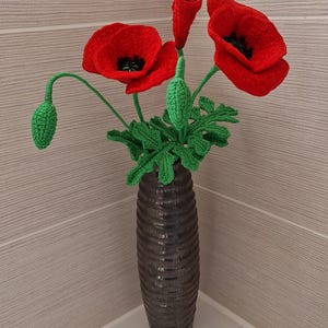 Easy Crochet Poppy Flower Pattern PDF | DIY Crochet Floral Decor With ...