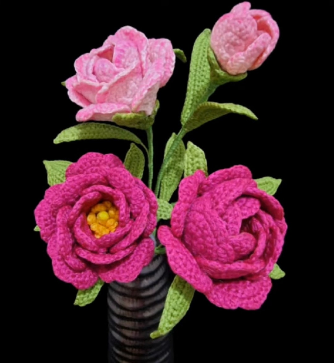 Easy Crochet Peony Flower Pattern PDF | DIY Crochet Floral Decor With ...