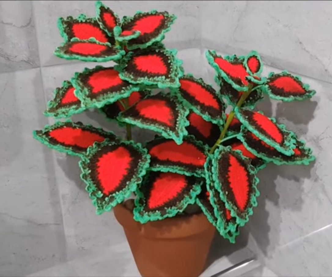 Easy Crochet Coleus Plant Pattern PDF | DIY Crochet Leaf Decor With ...