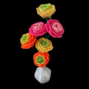 Easy Crochet Ranunculus Flower & Bulb Pattern PDF | DIY Crochet Floral ...