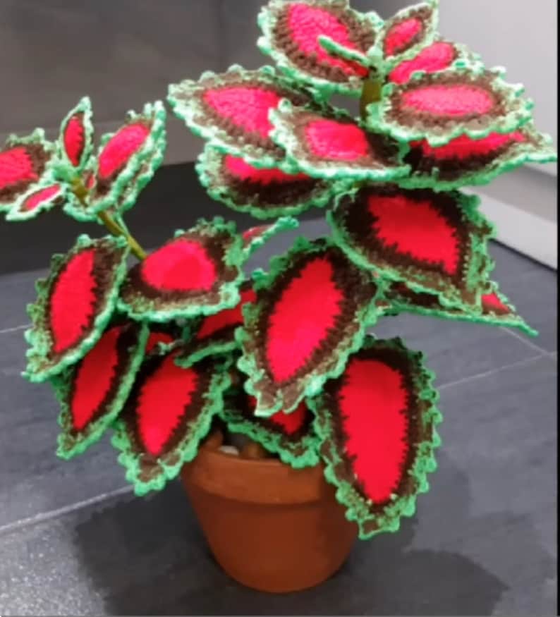 Easy Crochet Coleus Plant Pattern PDF | DIY Crochet Leaf Decor With ...